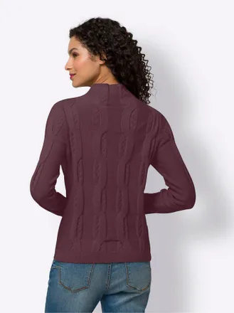 Heine Strickpullover Stehkragen-Pullover Langarm Zopfmuster