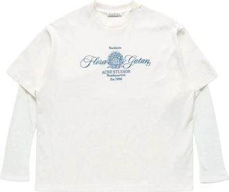 Acne Studios T-shirt brod&eacute; - Femme - Tops - Blanc - Taille: 40 FR