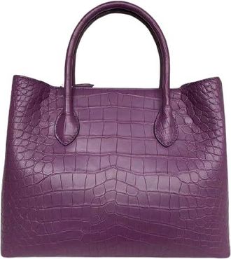 Generic Sac cabas pour femme en cuir de crocodile véritable exotique et authentique, grand sac bandoulière pour femme, idéal pour le travail