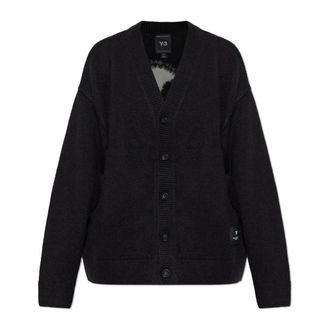 Yohji Yamamoto Strickjacke mit Logo-Patch - - Knitwear - Damen - Schwarzk - XS