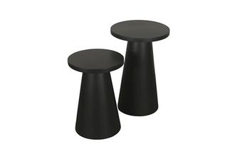 Byliving Beistelltisch-Set Cone/Massivholz Akazie schwarz lackiert/bestehend aus 2 Tischen/rund/Wohnzimmertisch-Set/Nachttisch-Set/Echtholz/D 35, H 60 & D 40, 