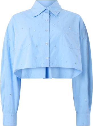 Giuseppe Di Morabito Femme, Blouses et Chemises, Bleu, Taille: 40 FR Chemise Courte avec Perles