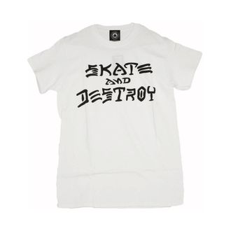 Thrasher Homme, Tops, Gris, Taille: XL Skate & Destroy Tee Blanc/Noir