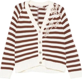 Liu Jo Femme, Pulls, Multicolore, Taille: 42 FR Cardigan avec broderie de bijoux