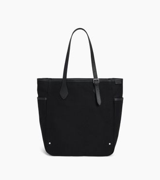 Le Tanneur Sac cabas moyen mod&egrave;le Solveig en toile coton et cuir lisse