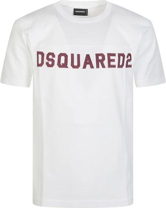 Dsquared2 Homme, Tops, Blanc, Taille: XL T-Shirt Coupe Football Cool