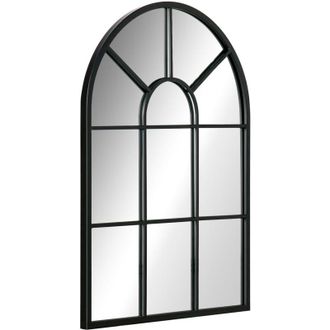HOMCOM Homcom - Miroir mural style art d&eacute;co forme vo&ucirc;t&eacute;e dim. 50L x 70H cm m&eacute;tal noir verre