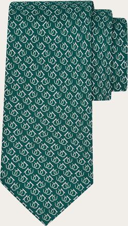 Ferragamo Herren Seidenkrawatte mit Good-Luck-Print Gr&uuml;n