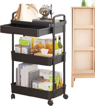 Generic Utility Trolley mit Rollen | Aufbewahrungswagen f&uuml;r Utility Rollwagen, Snackwagen mit 3 Ebenen Rollregal, Aufbewahrung Organizer f&uuml;r K&uuml;chenwagen, Roll