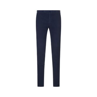 Incotex Pantalon Slim Fit en Doeskin Bleu - Homme - Pantalons - Bleu - Taille: XL