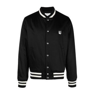 Maison Kitsun&eacute; Grey Fox Head Patch Jacke - - Jackets - Herren - Schwarzk - XS