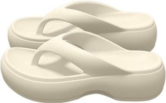 Generic Tongs antidérapantes pour femme - Chaussons de bain souples - Pantoufles nuages - Séparateurs dorteils - Mules à semelle épaisse - Sandales de plage -