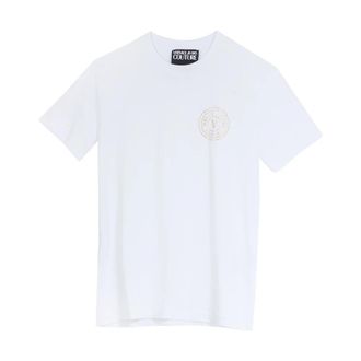 Versace Jeans Couture Goldenes Logo Baumwoll T-Shirt - - Tops - Herren - Wei&szlig; - 2XL