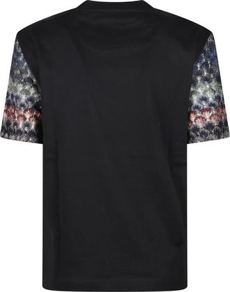 Missoni Femme, Tops, Noir, Taille: 44 FR T-shirt en coton &agrave; col rond avec d&eacute;tails chevrons