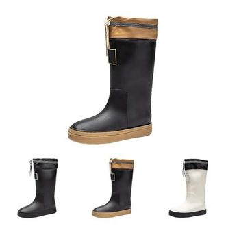 Generic Bottes en caoutchouc unisexes imperm&eacute;ables larges pour homme et femme - Bottes de pluie l&eacute;g&egrave;res - Longueur genou, marron, 38 EU