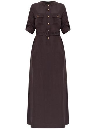 Tom Ford robe rayée à taille ceinturée - Marron