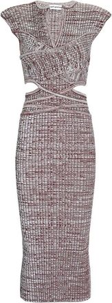 Self Portrait Crossover Strick Midi Kleid Rot - - Dresses - Damen - Rot - XL
