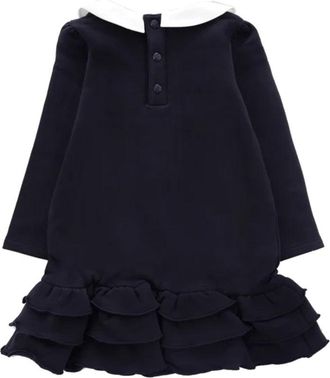 Moncler Logo-Embroidered Cotton-Elastane Dress - Blue
