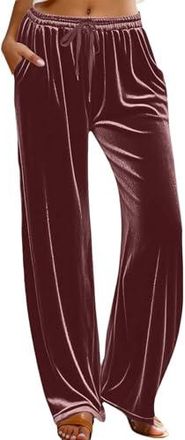 Generic Pantalon en Velours Femme Pantalons De Sport Taille Elastique Pants Automne Hiver D&eacute;contract&eacute; Sweatpants Couleur Unie Fitness Pantalon avec Poches n33