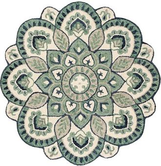 Safavieh Traditionell Teppich f&uuml;r Wohnzimmer, Esszimmer, Schlafzimmer - Novelty Collection, Kurzer Flor, Elfenbein und Blau, 200 x 200 cm