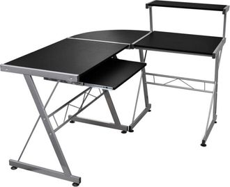 vidaXL Vidaxl - Bureau dordinateur dangle Noir 132x112x99cm Bois ding&eacute;nierie