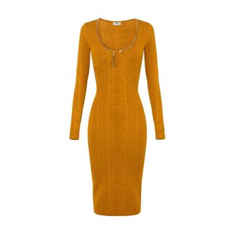 Elisabetta Franchi Strickkleid mit Schlangenmuster-Struktur - - Dresses - Damen - Orange - M