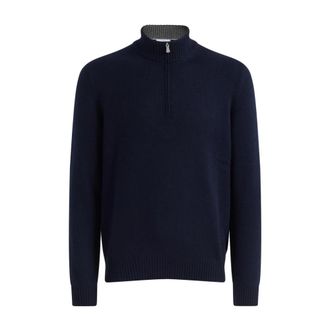 Gran Sasso Rollkragenpullover mit Rei&szlig;verschluss - - Knitwear - Herren - Blau - 2XL
