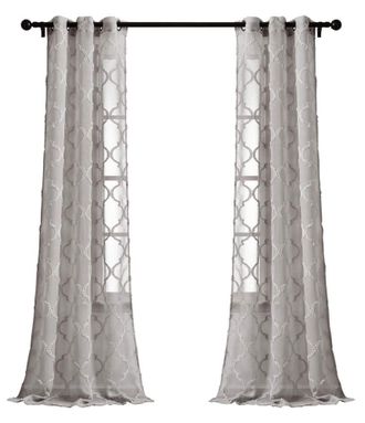 Lush Décor Avon Fenstervorhang, mit Rankgitter, durchsichtig, 213,4 x 96,5 cm, Grau