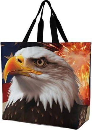 Generic Eagle De Feu Du Drapeau Am&eacute;ricain Sac A Main Femme Imperm&eacute;able Tote Bag D&eacute;contract&eacute; Sac &Agrave; Bandouli&egrave;re Pour Quotidienne Shopping Universit&eacute;