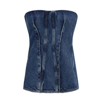 A Gold E Femme, Tops, Bleu, Taille: 38 FR Top en coton avec design &eacute;l&eacute;gant