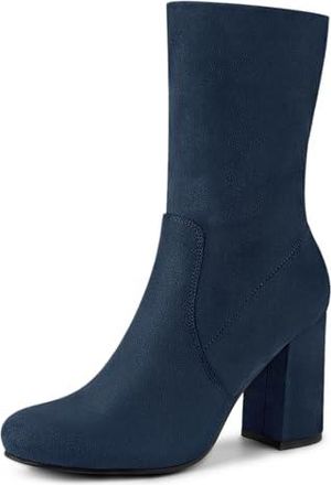 Allegra K Bottines Femmes Talon compensé Pliables Extensibles Semelles compensées Bleu Marin 38
