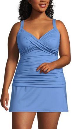 Lands End Tankinitop CHLORRESISTENT mit V-Ausschnitt, Damen, Gr&ouml;&szlig;e:48 plus, Blau, Nylon-Mischung, by Lands End