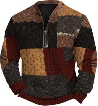 Generic Sweats à capuche à manches longues pour homme - Style décontracté - Imprimé en 3D - Fermeture éclair - Manches longues, marron, XXL