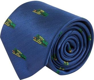 King & Priory Cravate brod&eacute;e &agrave; chevrons Motif train &agrave; vapeur Bleu marine