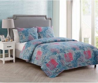 VCNY Home AVA Pinsonic Wende-Bettwäsche-Set, für Doppelbett/Queen-Size-Bett, Mehrfarbig