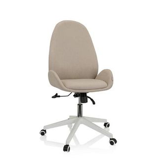 hjh OFFICE 729431 Chaise de Bureau AVEA I Tissu Beige Chaise pivotante r&eacute;glable en Hauteur avec Dossier Haut Ergonomique