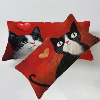 Generic Kissenbez&uuml;ge Rotwein Kissenbezug 30x50cm Tier Kissenbez&uuml;ge Leinen Dekokissen Kopfkissenbezug Cushion Cover Weich und Bequem Unsichtbarer Rei&szlig;verschlus