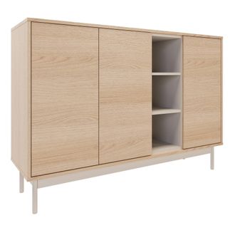 Selsey Dreit&uuml;rige Kommode mit Schubladen - 138 cm Breite, Lindberg-Eiche & Kaschmir, Kommoden & Sideboards, Moderne Kommode mit Metallf&uuml;&szlig;en, Ideal f&uuml;r Wohn- 