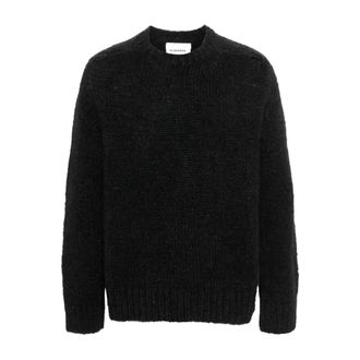 Jil Sander Homme, Pulls, Noir, Taille: L Pull de Luxe en Alpaga et Laine Noire