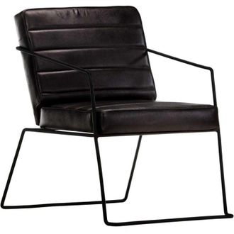 vidaXL Fauteuil Noir Cuir v&eacute;ritable