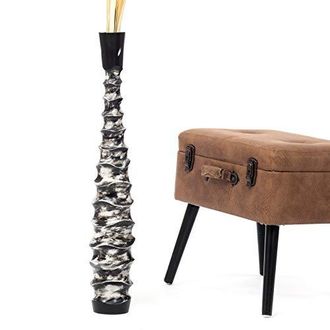 Leewadee Leewadee Grand Vase A Poser Au Sol pour Branches D&eacute;coratives De Pampa, Vase en Bois De Manguier, 65 cm, Nero