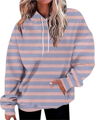 Generic Sweat &agrave; capuche surdimensionn&eacute; pour femme - Grande taille - Pull &agrave; manches longues - V&ecirc;tements dautomne avec poche - Sweat-shirt l&eacute;ger pour femme, vio