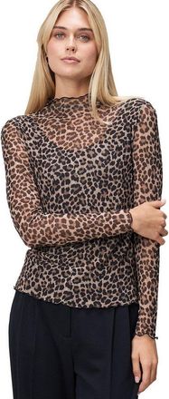 Zero Kurzarmshirt Damen Leoshirt mit Stehkragen (1-tlg) R&uuml;schen