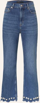 Maje Straight Jeans Mit Schmuckperlen Und Schmucksteinen blau