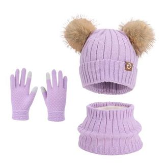 Generic Echarpe Enfant Hiver Foulards Bonnet Et Polaire Chaude En Maille Douce Pour Id&eacute;Ale Par Temps Froid Pour Les Gar&ccedil;Ons Et Les Filles Basiques Classique