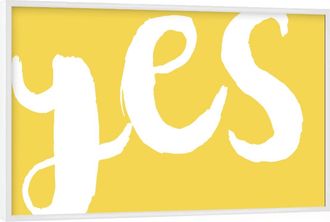 artboxONE Poster mit weißem Rahmen 75x50 cm gelb Typografie Yes - Yellow - Bild ja Motivation Mut