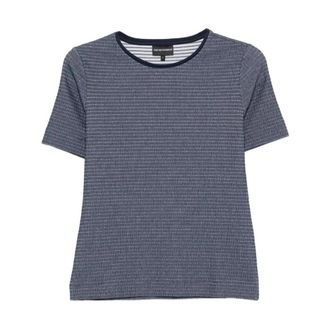 Emporio Armani Texturiertes Rundhals-T-Shirt - - Tops - Damen - Blau - S