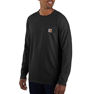 Carhartt Work in Progress Force Relaxed Fit Midweight Long-Sleeve Pocket T-Shirt Utilitaire de Travail, Black, M pour des Hommes