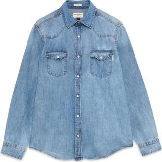 Roy Rogers Homme, Chemises, Bleu, Taille: S Camicia in denim stone washed