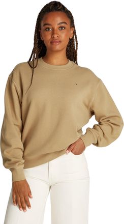 Tommy Hilfiger Damen Sweatshirt Flag On Chest ohne Kapuze, Beige (Safari Canvas), XXS